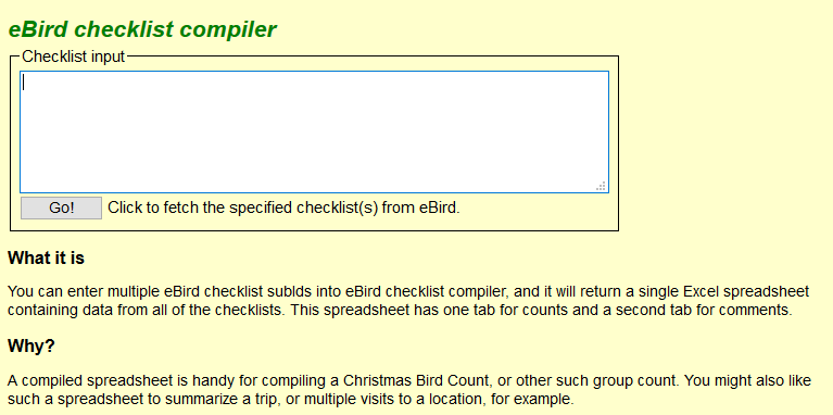eBird Checklist compiler