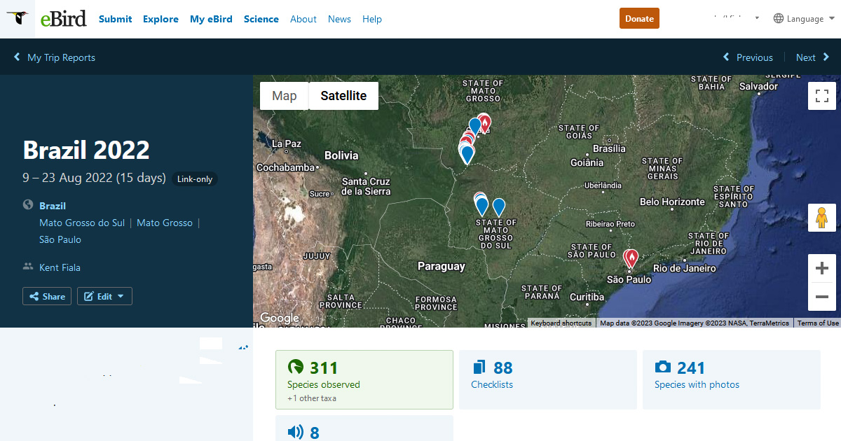 eBird trip report GPS track downloader